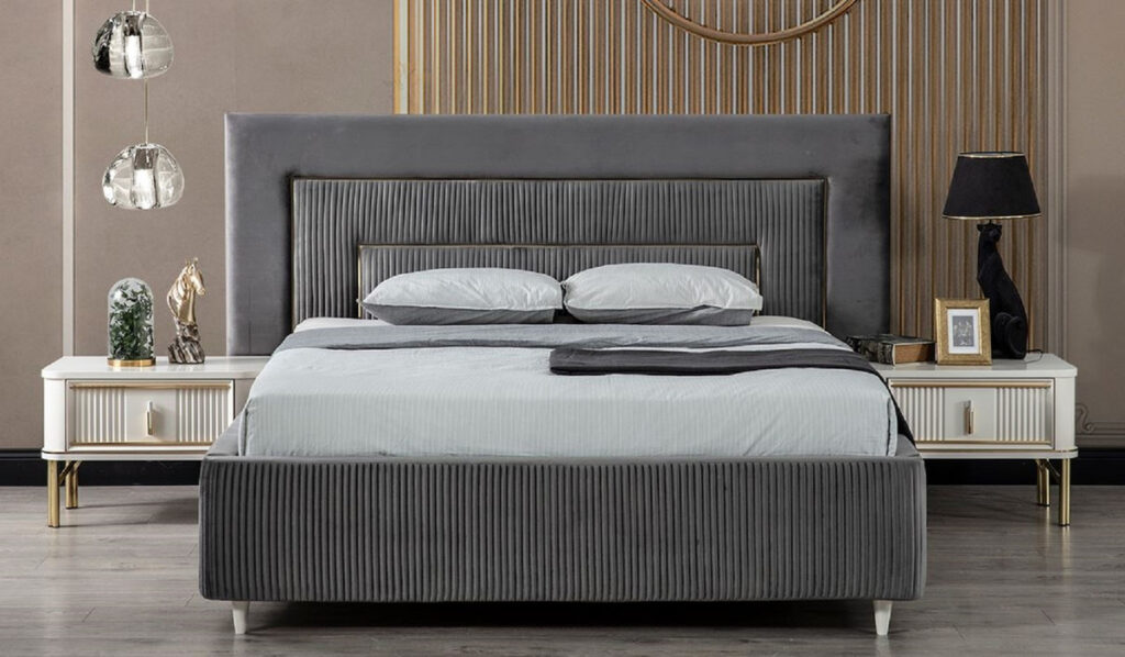 Turkish Bedroom Furniture With Beautiful Cushion Strip Design.