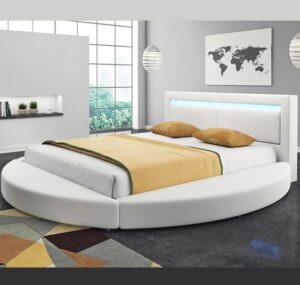 Round Bed With Beautiful Side Round & Square Head Board Work.